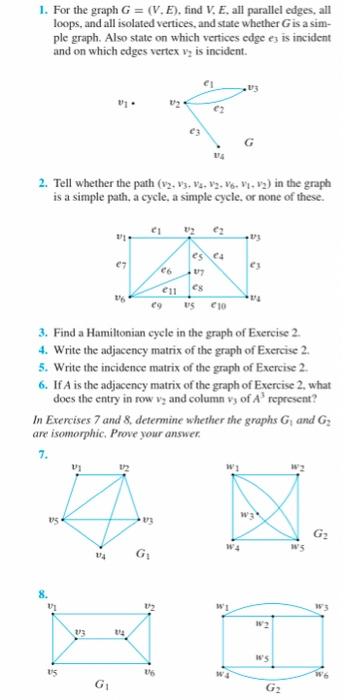 Solved 1. For the graph G=(V,E). find V,E, all parallel | Chegg.com
