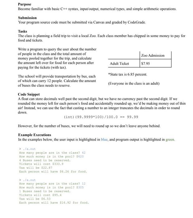 Solved Purpose Become familiar with basic C++ syntax, | Chegg.com