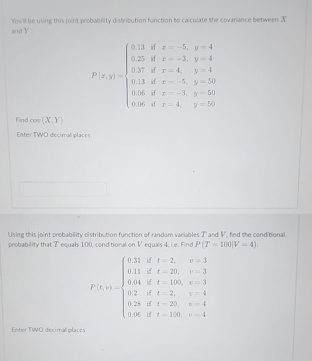 Solved Make use of this joint probability distribution | Chegg.com