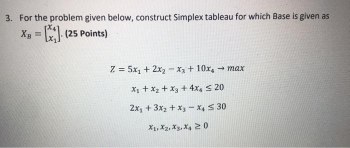 Solved 3. For the problem given below, construct Simplex | Chegg.com