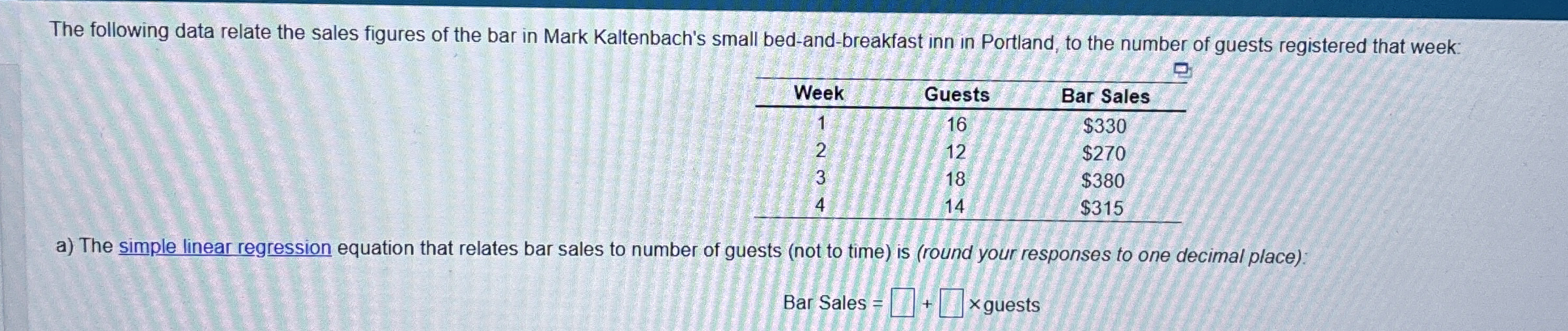 Solved The Following Data Relate The Sales Figures Of The