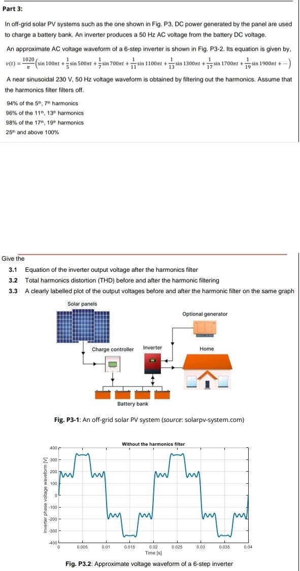 Solved Part 3:In off-grid solar PV systems such as the one | Chegg.com