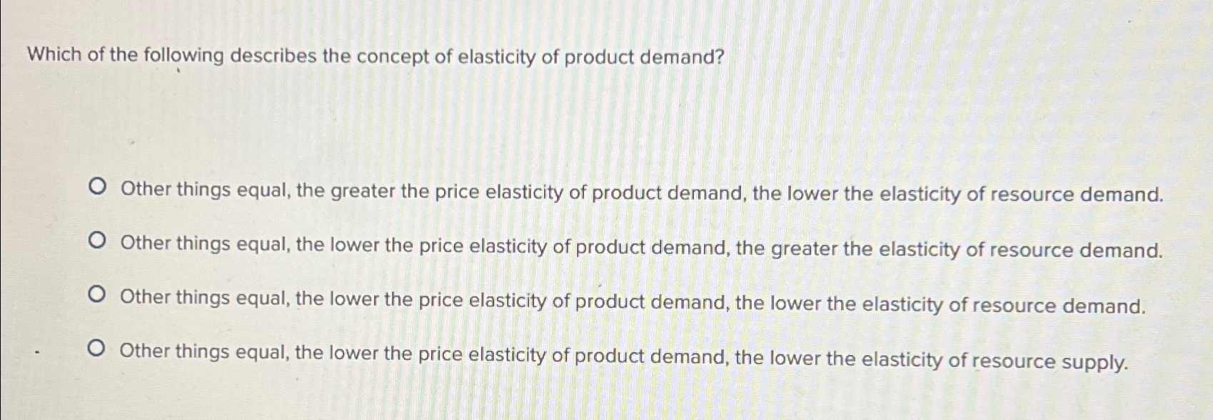 Solved Which of the following describes the concept of | Chegg.com