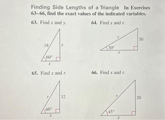 Solved Finding Side Lengths of a Triangle In Exercises | Chegg.com