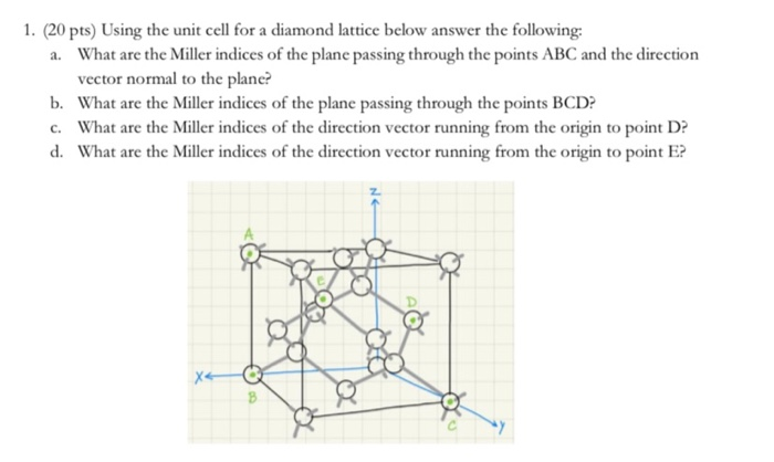 Solved 1. (20 pts) Using the unit cell for a diamond lattice | Chegg.com