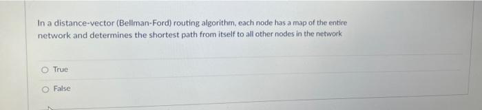 Solved In a distance-vector (Bellman-Ford) routing | Chegg.com