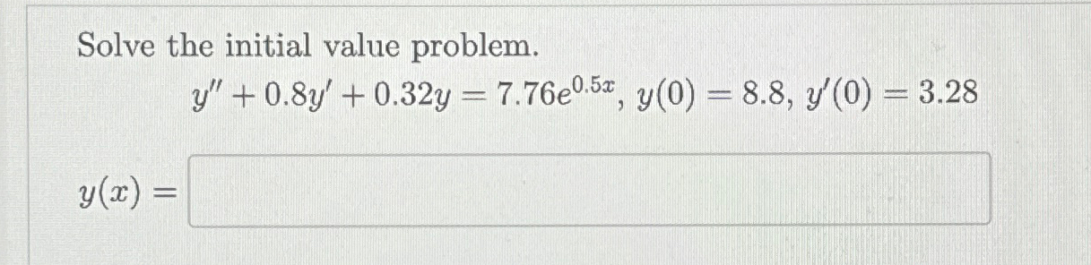 Solved Solve the initial value | Chegg.com