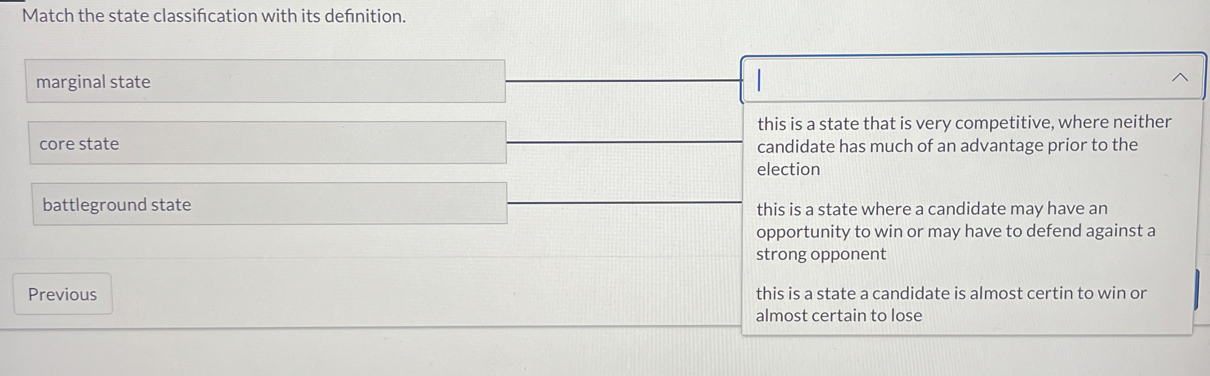 Solved Match the state classification with its | Chegg.com