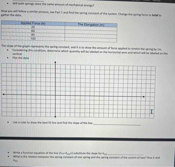 Part 2: Finding the spring constant of two springs | Chegg.com