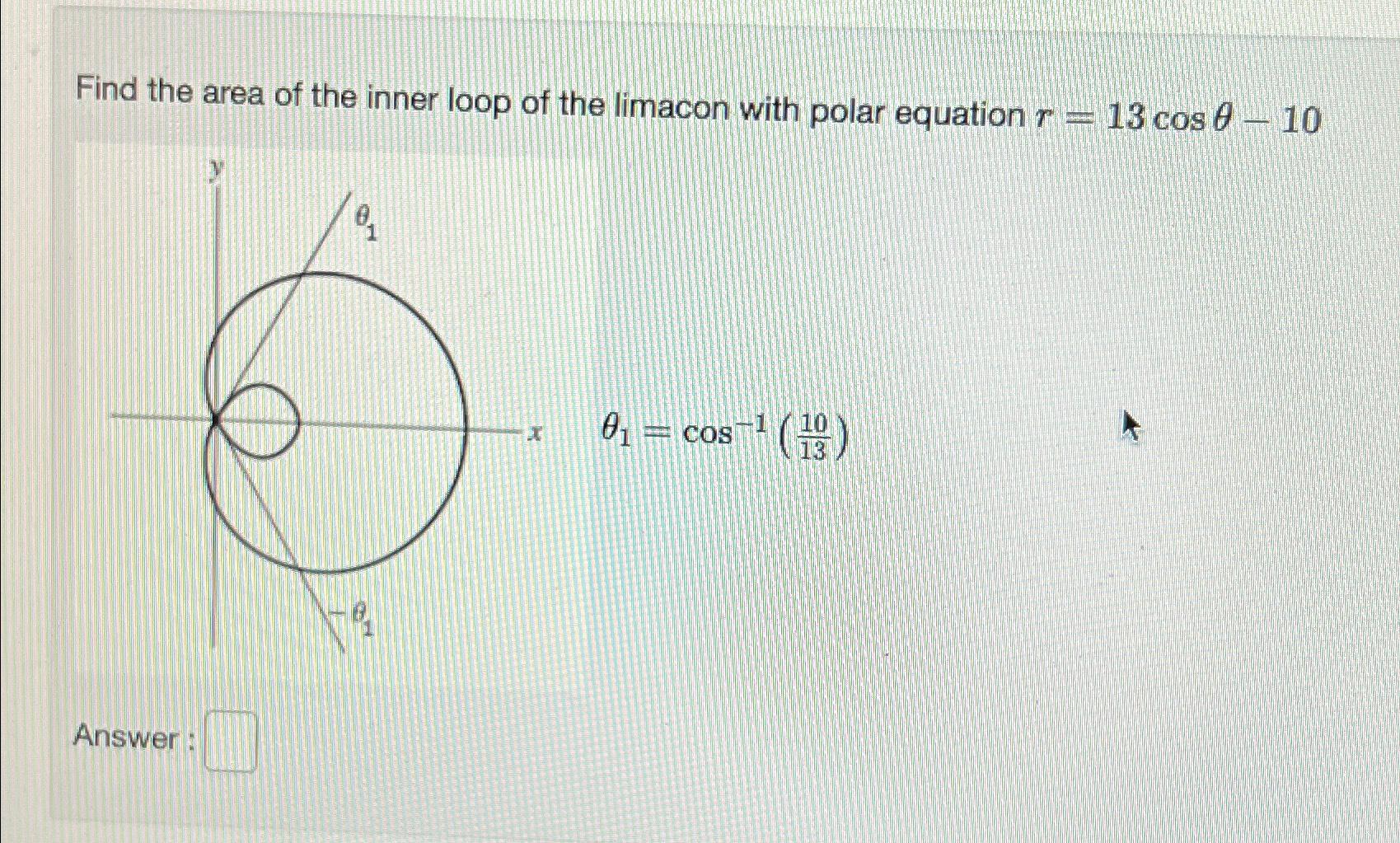 Solved Find the area of the inner loop of the limacon with | Chegg.com