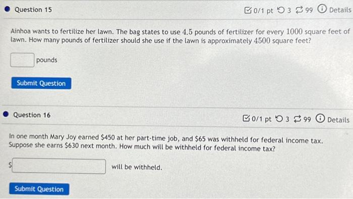 Solved Question 15 [[0/1 pt 53⇄99 Details Ainhoa wants to | Chegg.com