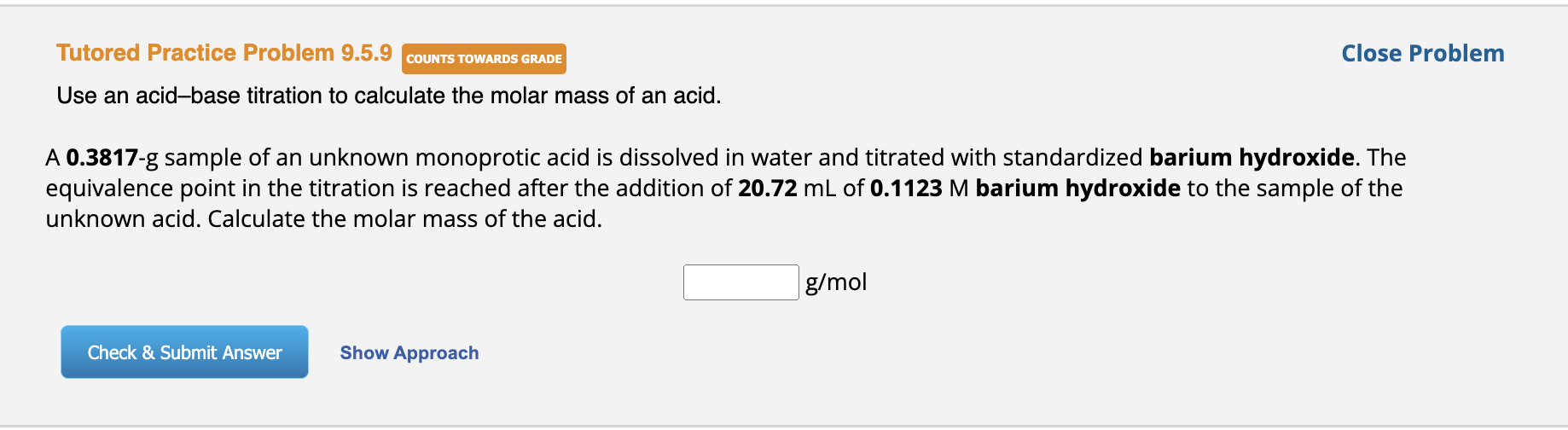Solved Tutored Practice Problem 9.5.9Use an acid-base | Chegg.com