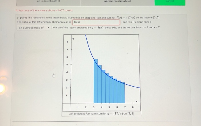 Solved an underestimate of an underestimate of At least one | Chegg.com