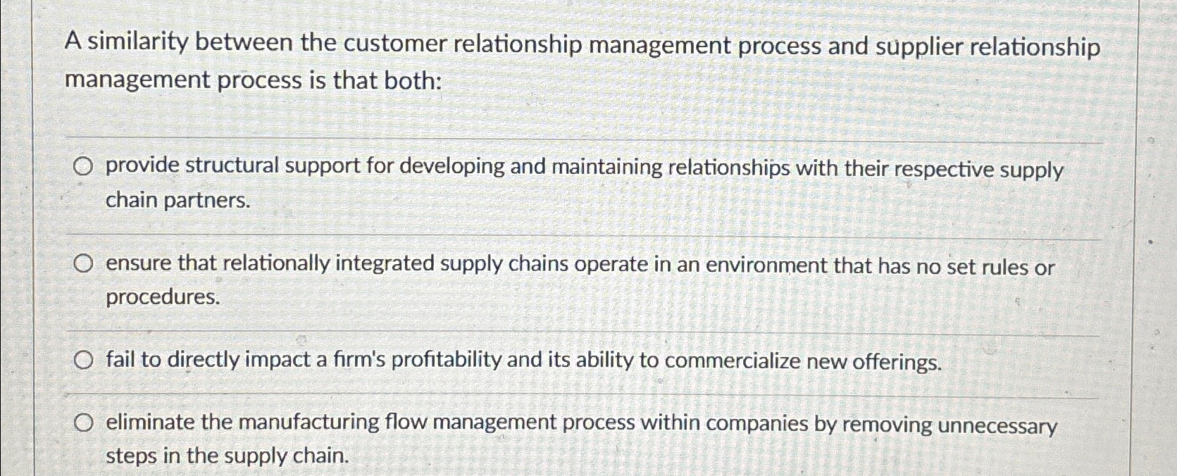 Solved A similarity between the customer relationship | Chegg.com