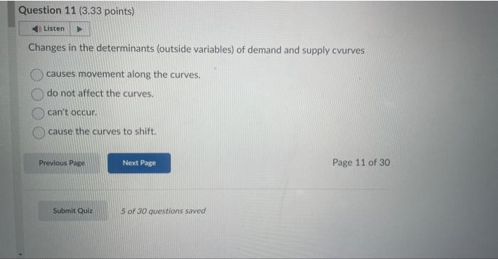 Solved Changes in the determinants (outside variables) of | Chegg.com