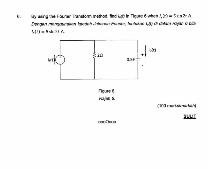 Solved By using the Fourier Transform method, find Io(t) in | Chegg.com