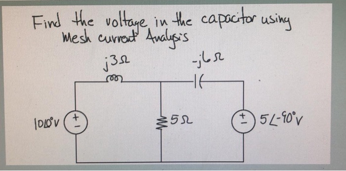 Solved Find the voltage, in the capacitor using mesh current | Chegg.com