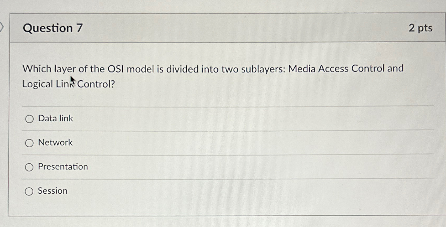 Solved Question 72 ﻿ptsWhich layer of the OSI model is | Chegg.com