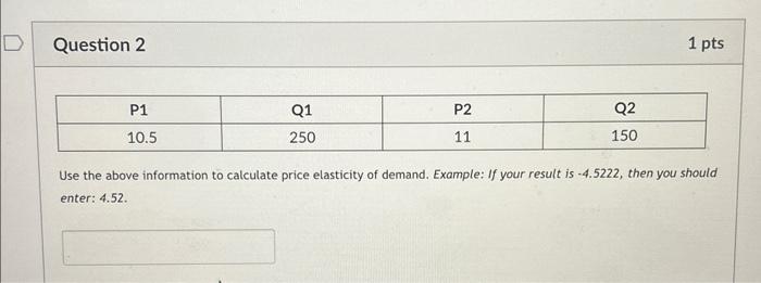 [Solved]: Use the above information to calculate price elas