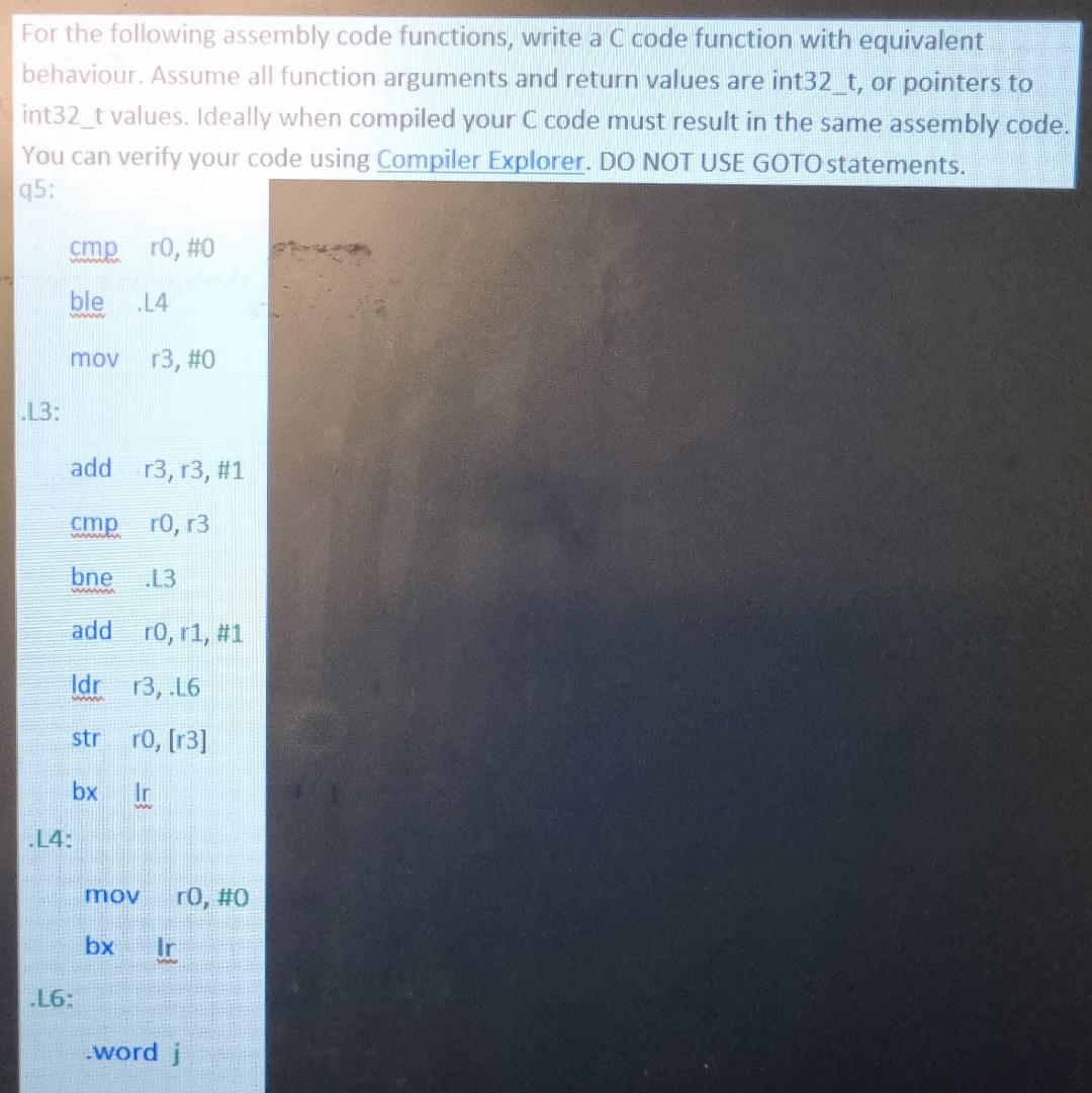 For the following assembly code functions, write a C | Chegg.com