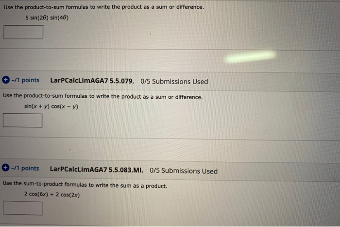 Solved Use the product-to-sum formulas to write the product | Chegg.com