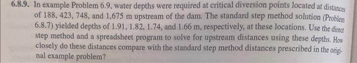 Solved 6.8.9. In example Problem 6.9, water depths were | Chegg.com