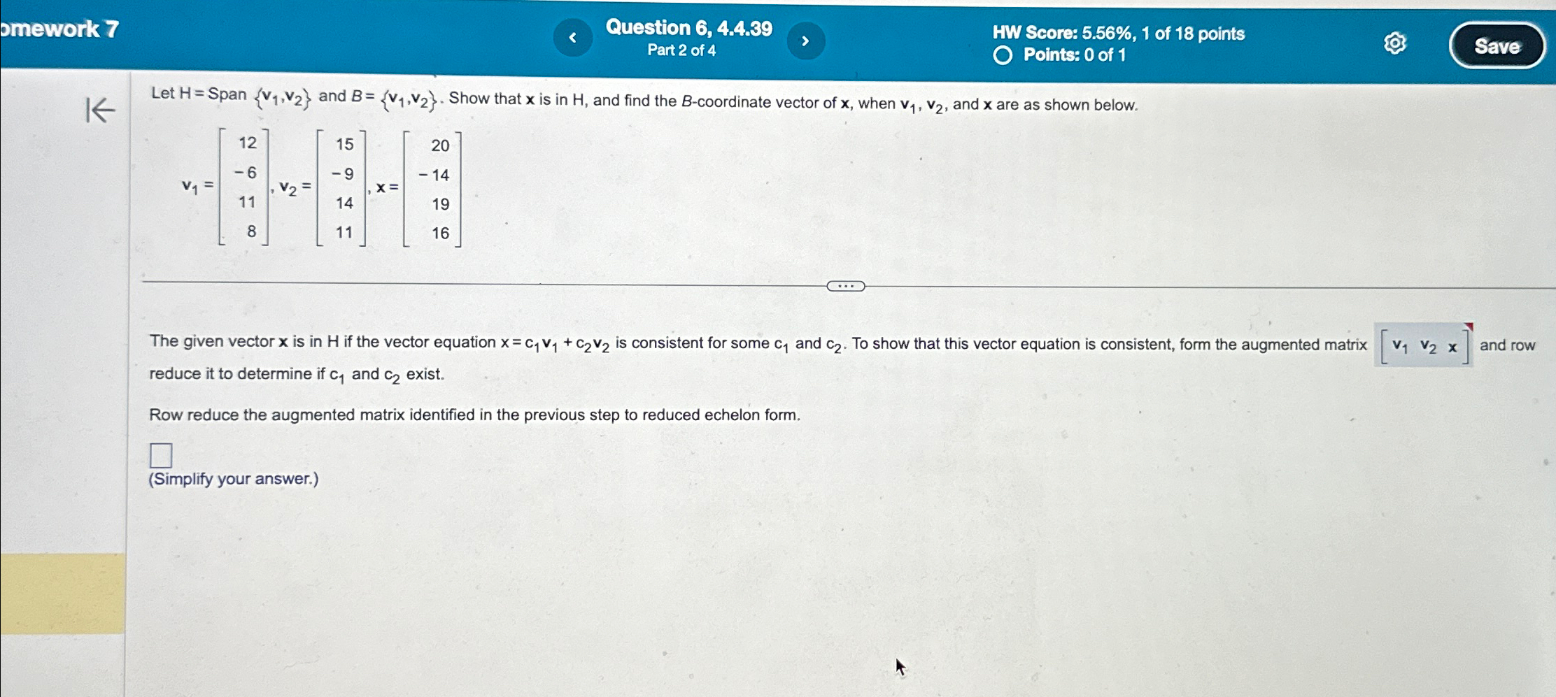 Solved omework 7Question 6, 4.4.39Part 2 of 4HW Score: | Chegg.com Solved omework 7Question 6, 4.4.39Part 2 of 4HW Score: | Chegg.com