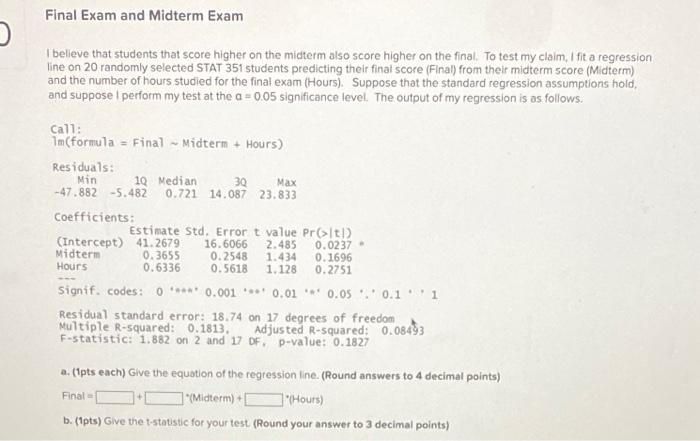 Solved Final Exam and Midterm Exam I believe that students | Chegg.com
