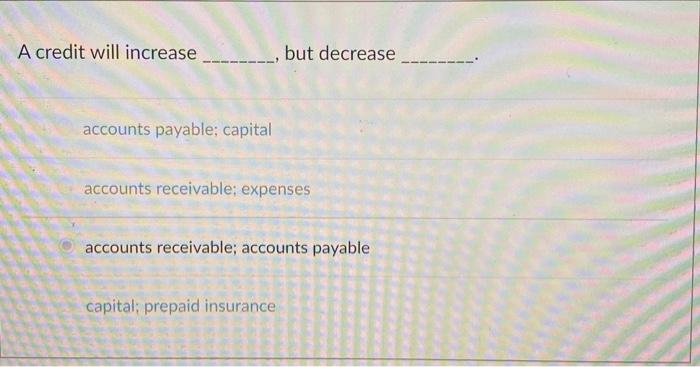 Solved A credit will increase but decrease accounts payable; | Chegg.com