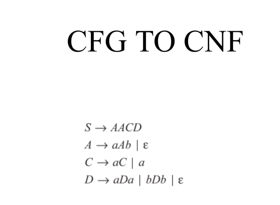 Solved CFG TO CNFS→AACDA→aAb|ε||C→aC|a||D→aDa|bDb|ε | Chegg.com