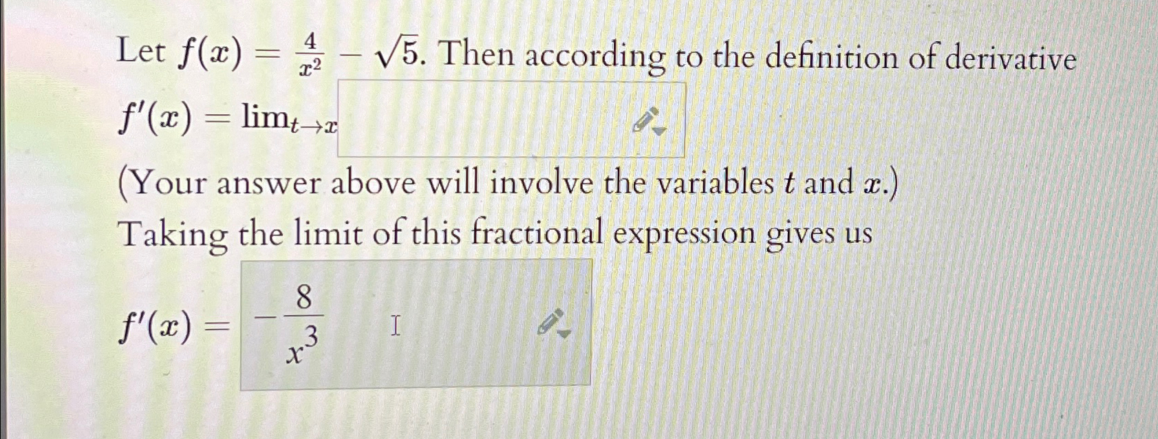 Solved Let f(x)=4x2-52. ﻿Then according to the definition of | Chegg.com