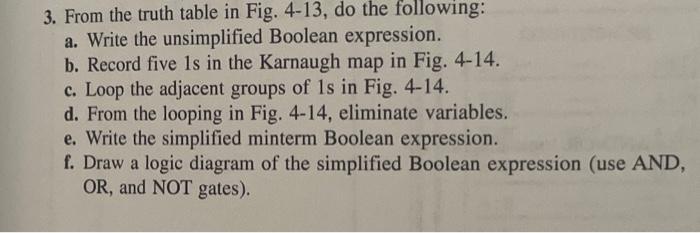 Solved 3. From the truth table in Fig. 4-13, do the | Chegg.com