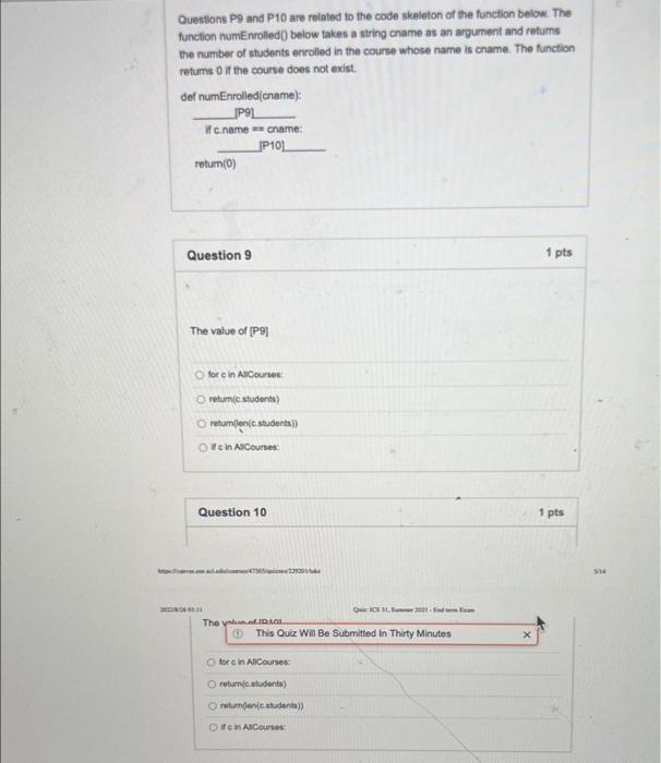 Solved Questions P9 and P10 are related to the code skeleton | Chegg.com