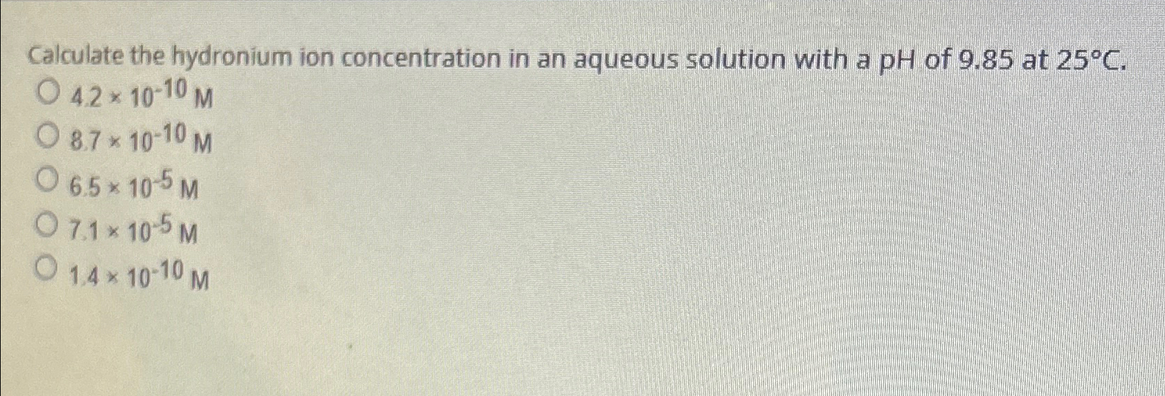 Solved Calculate the hydronium ion concentration in an | Chegg.com
