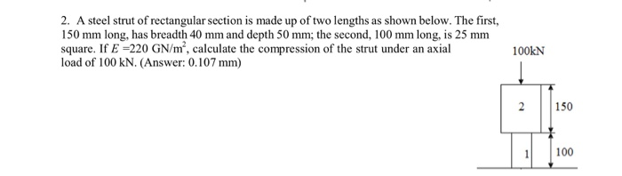 Solved 2. A steel strut of rectangular section is made up of | Chegg.com