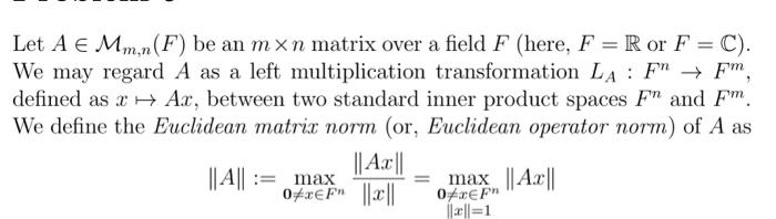 Solved Let A∈Mm,n(F) be an m×n matrix over a field F (here, | Chegg.com