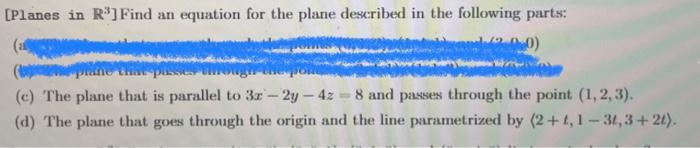 Solved [Planes in R3] Find an equation for the plane | Chegg.com