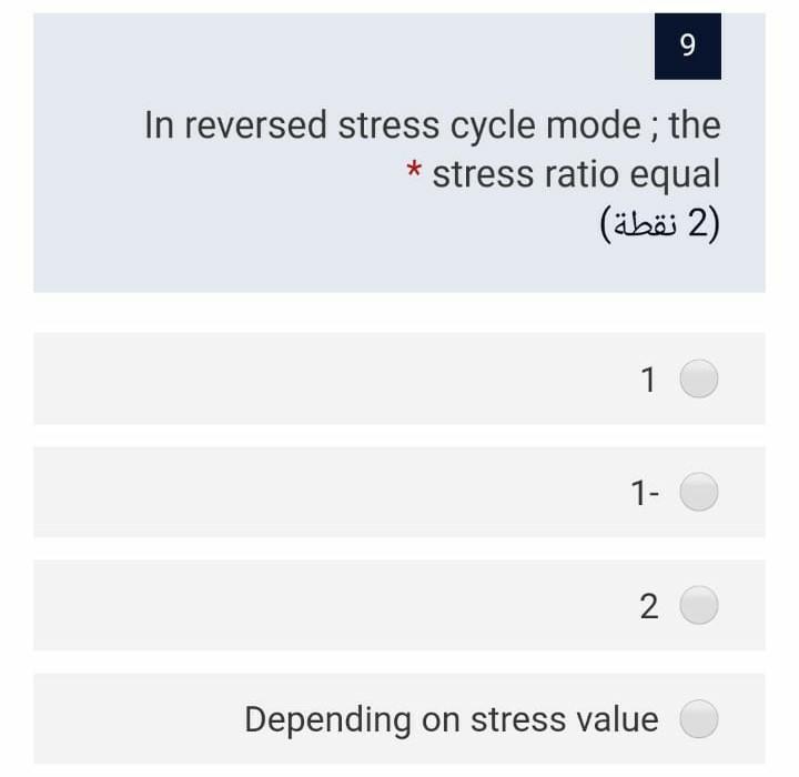 Solved 9 In reversed stress cycle mode; the * stress ratio | Chegg.com