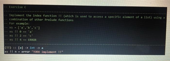 Solved Exercise C Xs Implement The Index Function 