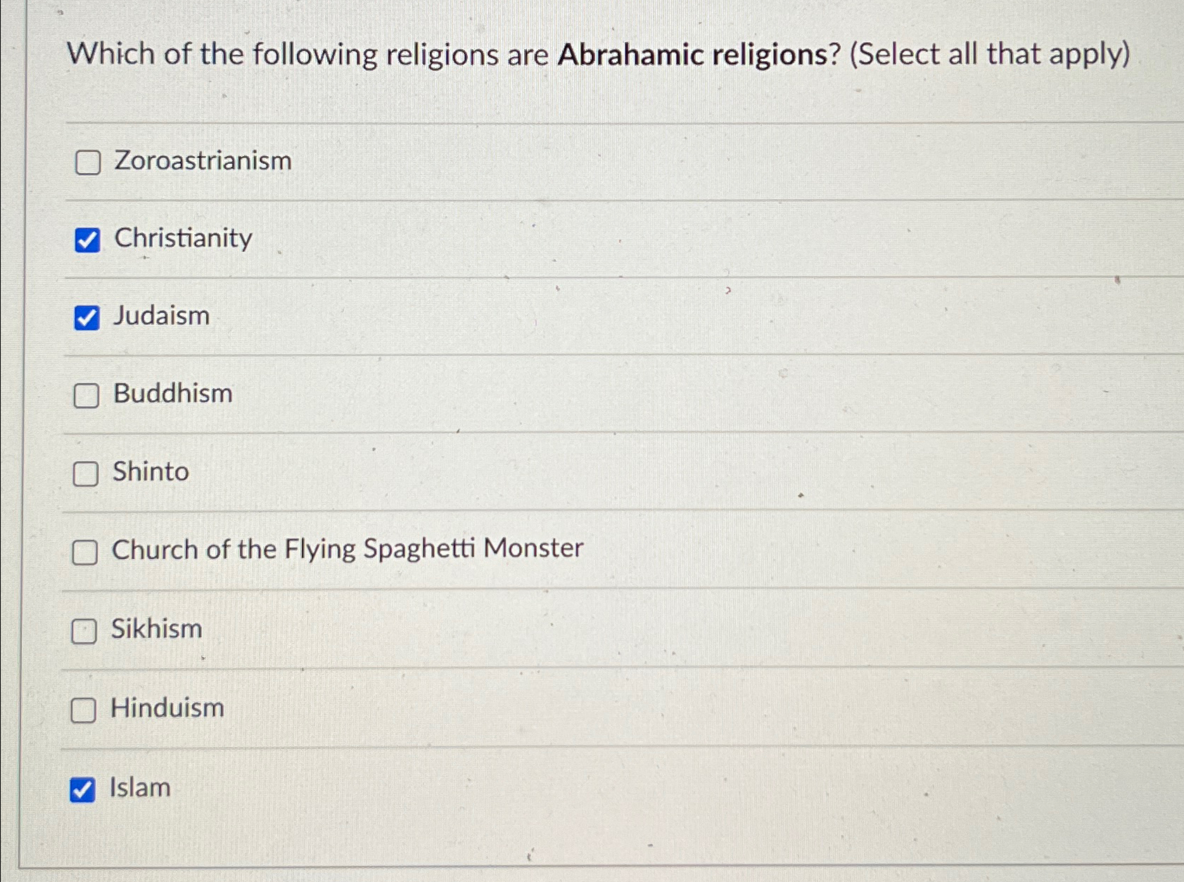 Solved Which of the following religions are Abrahamic | Chegg.com