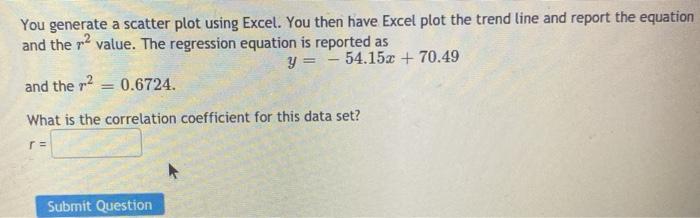 Solved You generate a scatter plot using Excel. You then | Chegg.com