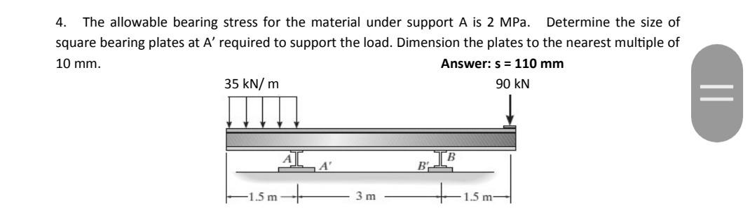 Solved 4. The allowable bearing stress for the material | Chegg.com