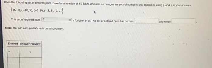 Solved Does the following set of ordered pairs make for a | Chegg.com