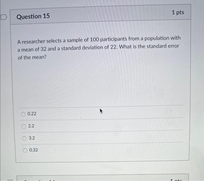 Solved A researcher selects a sample of 100 participants | Chegg.com