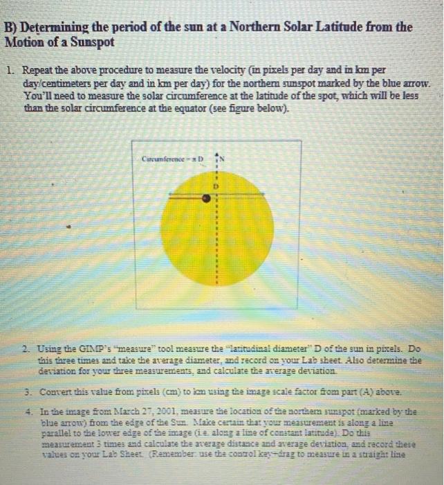 Solved B) Determining the period of the sun at a Northern | Chegg.com