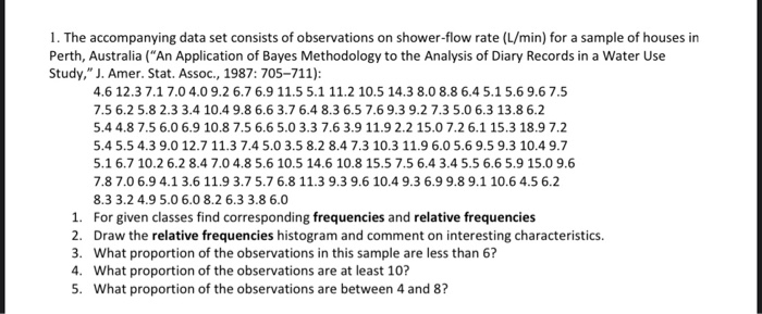 Solved 1. The accompanying data set consists of observations | Chegg.com