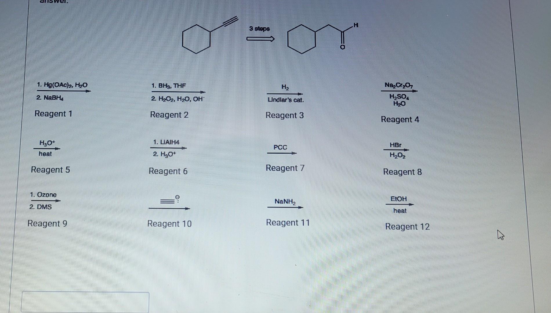 Solved 1. Hg2(OAC)2,H2O 1. BH3,THF 2. H2O2,H2O,OH− | Chegg.com
