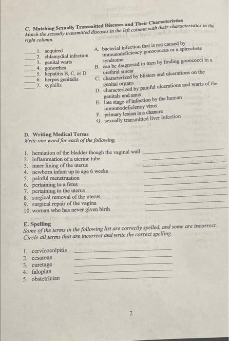 Solved A. Matching Word Parts Match word parts in the left | Chegg.com