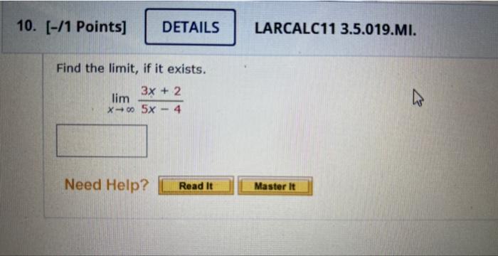 Solved Find the limit, if it exists. limx→∞(1+x6)Find the | Chegg.com