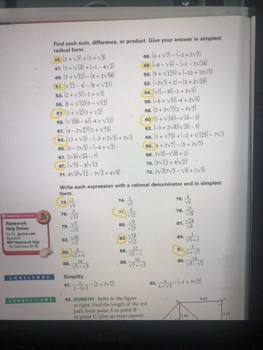 Solved Find each sum, difference, or product. Give your | Chegg.com